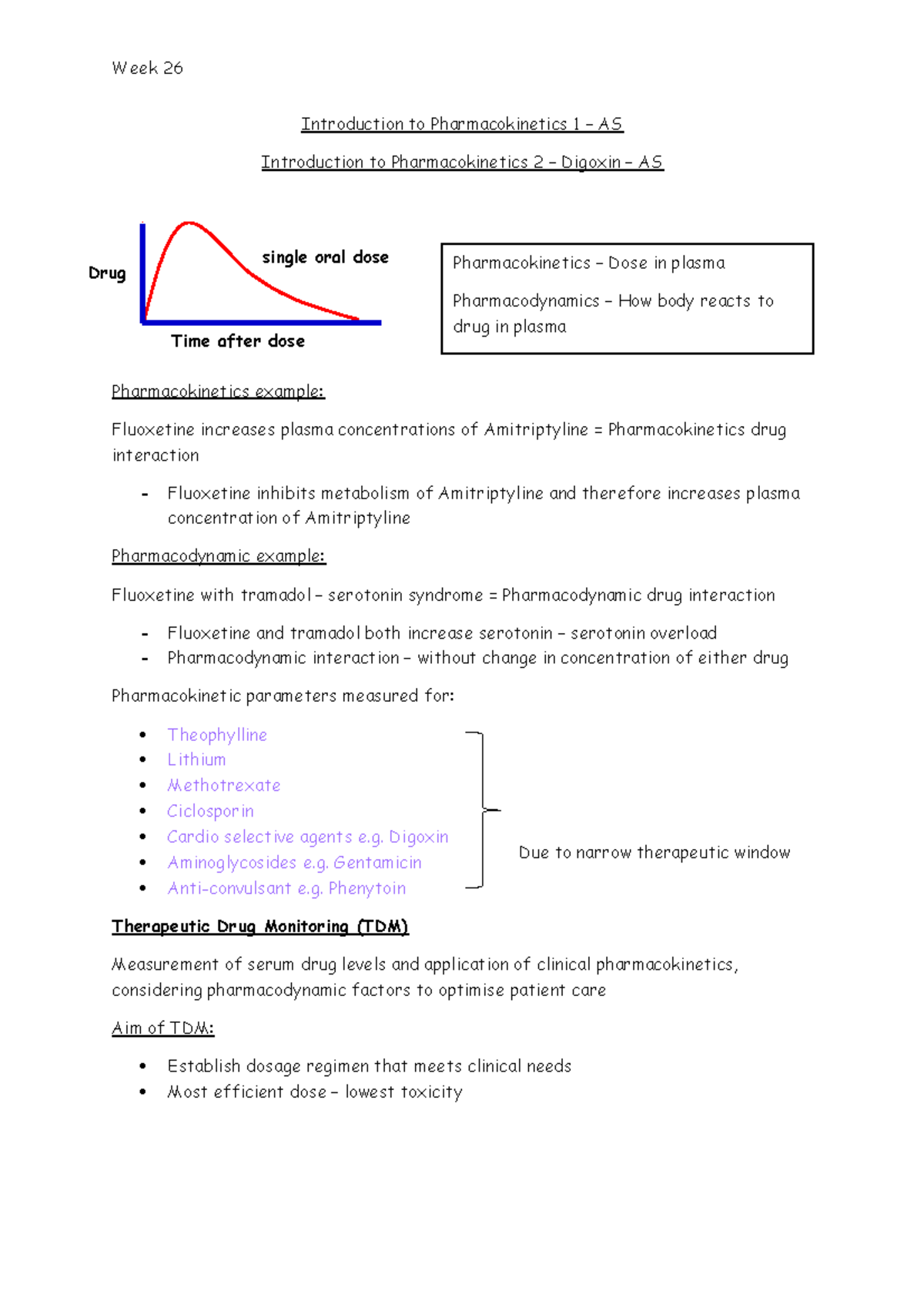 Introduction to Pharmacokinetics 1&2 Notes AS - Introduction to ...