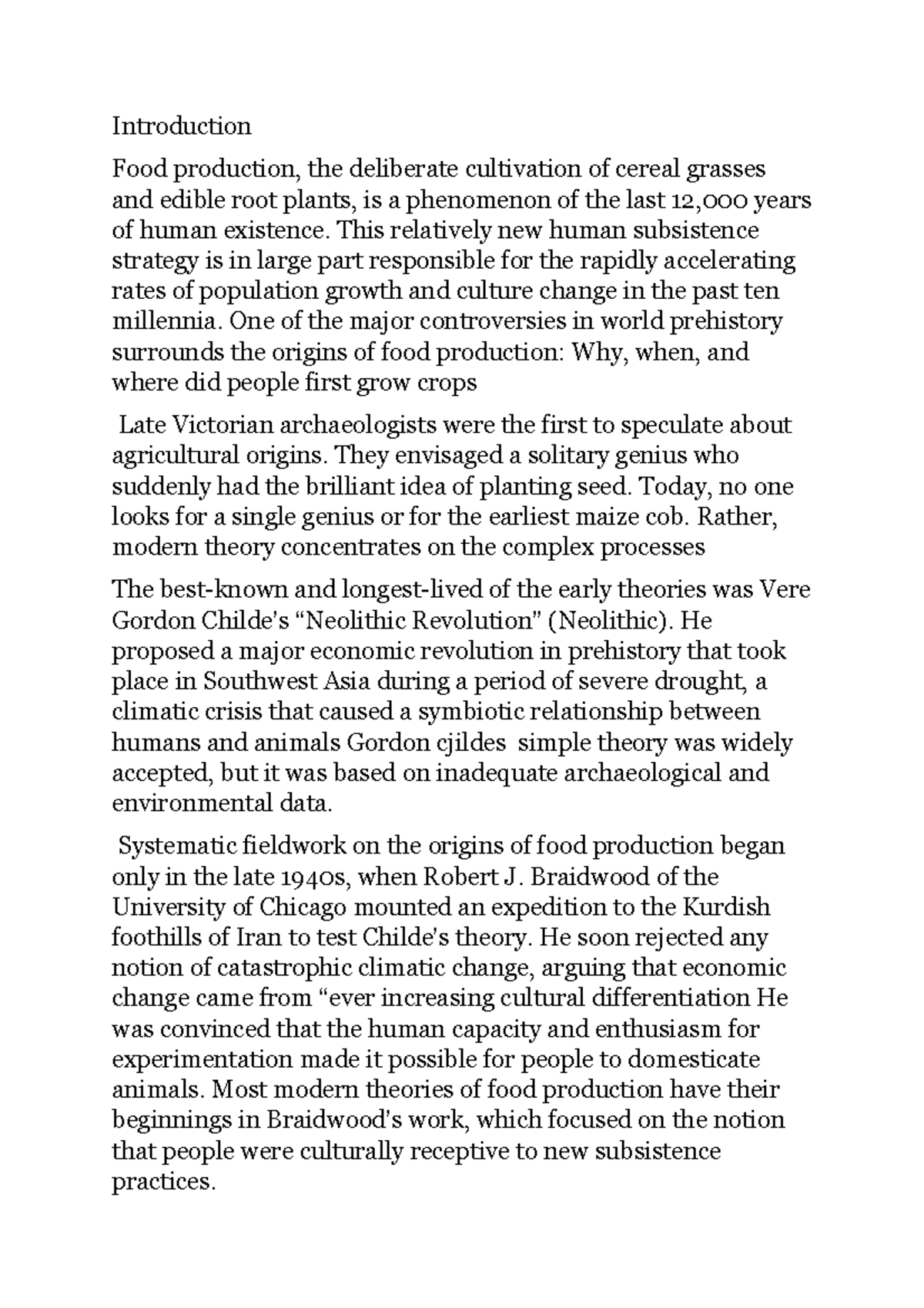 Debates on food production - Introduction Food production, the ...