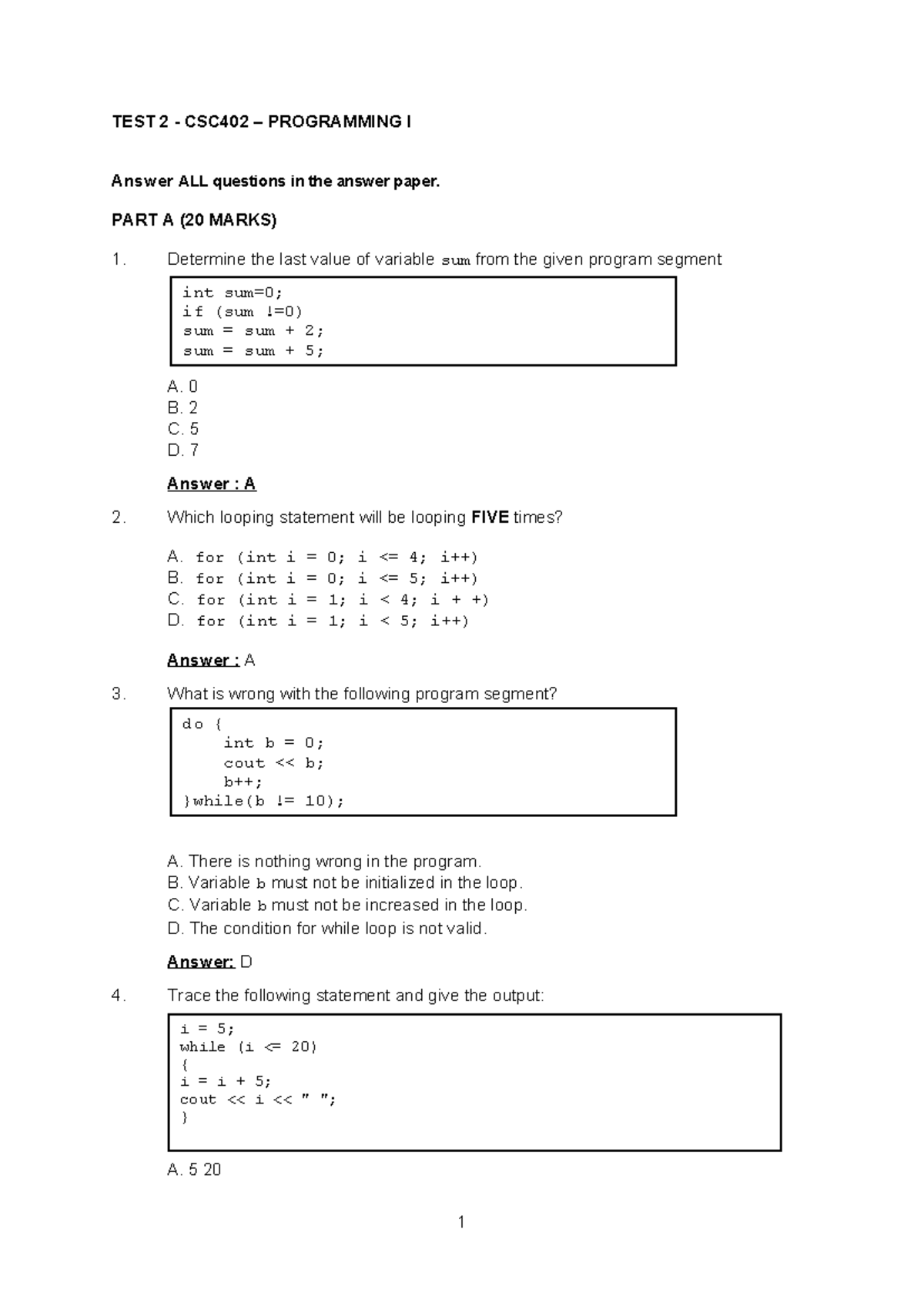 Test 2 CSC402 20232 (2023954993) - TEST 2 - CSC402 – PROGRAMMING I ...