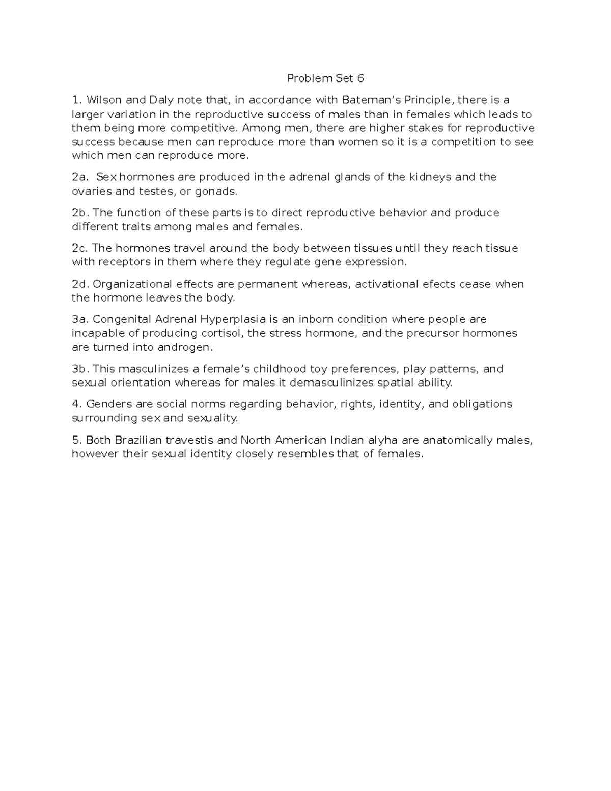 Problem Set 6 - Prob set - Problem Set 6 Wilson and Daly note that, in ...