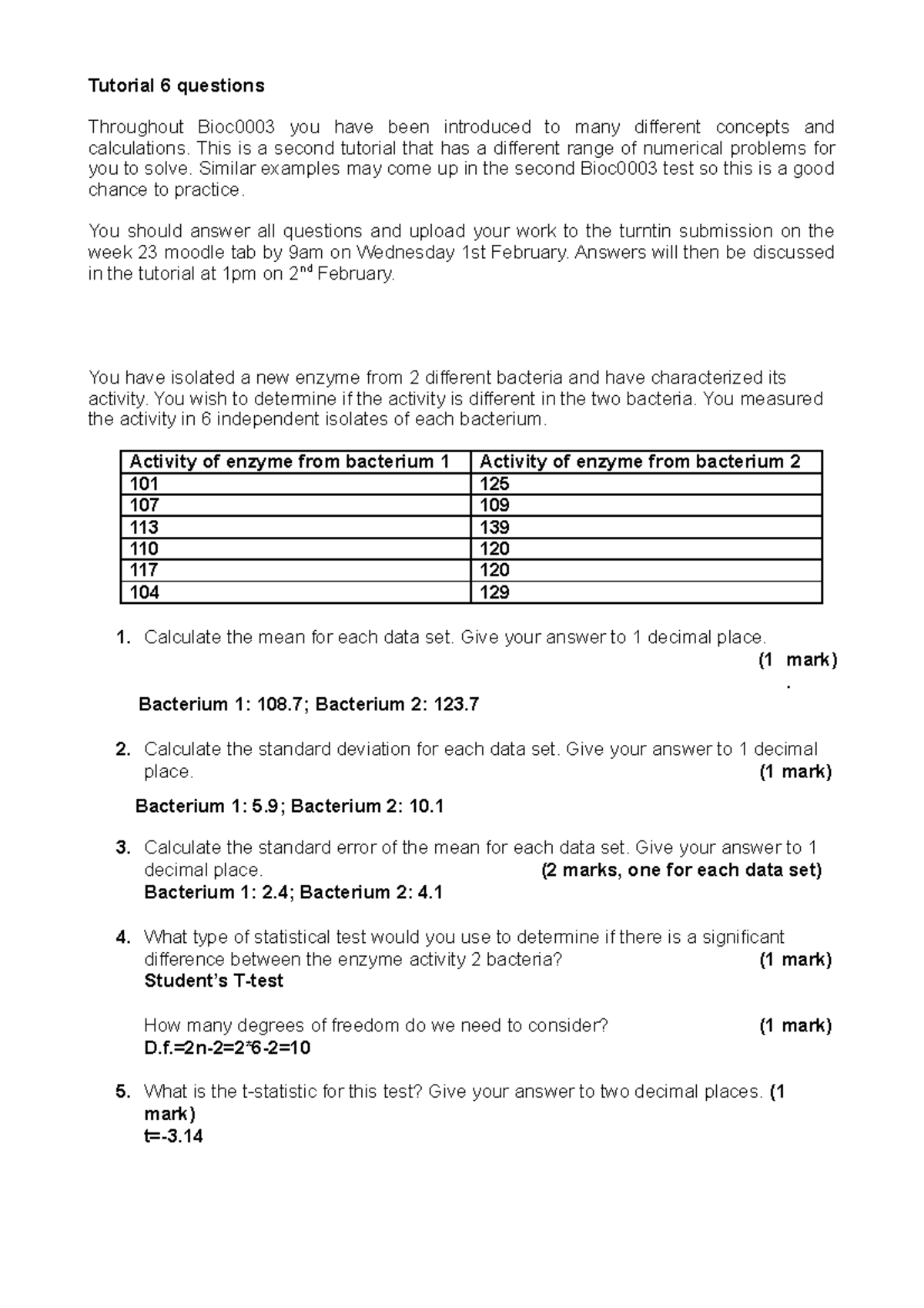 Tutorial 6 questions - Tutorial 6 questions Throughout Bioc0003 you ...