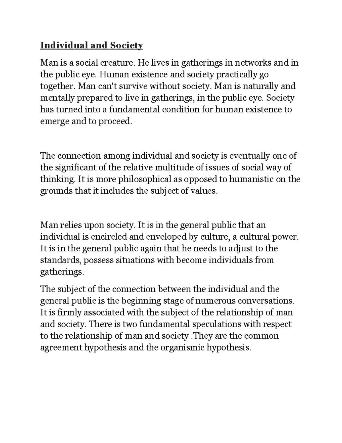 Individual and Society - He lives in gatherings in networks and in the ...