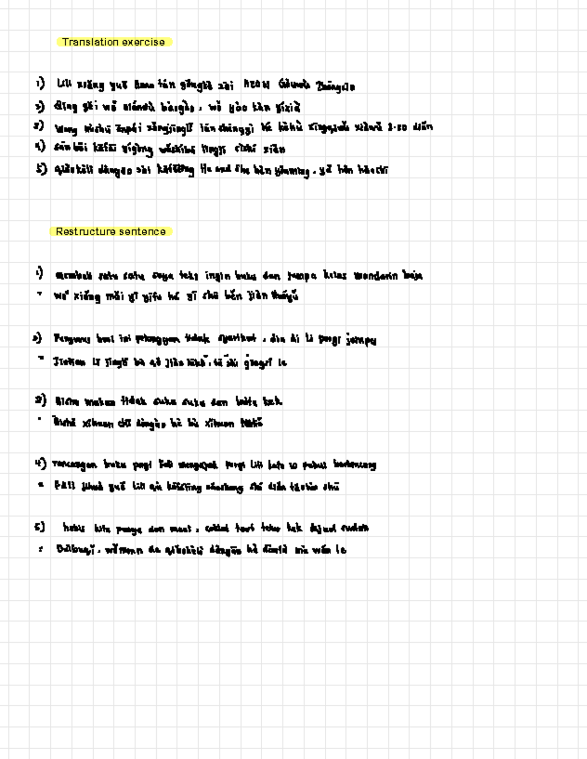 Tmc hw week 7 - fgd - Translation exercise Restructure sentence 1) Lili ...