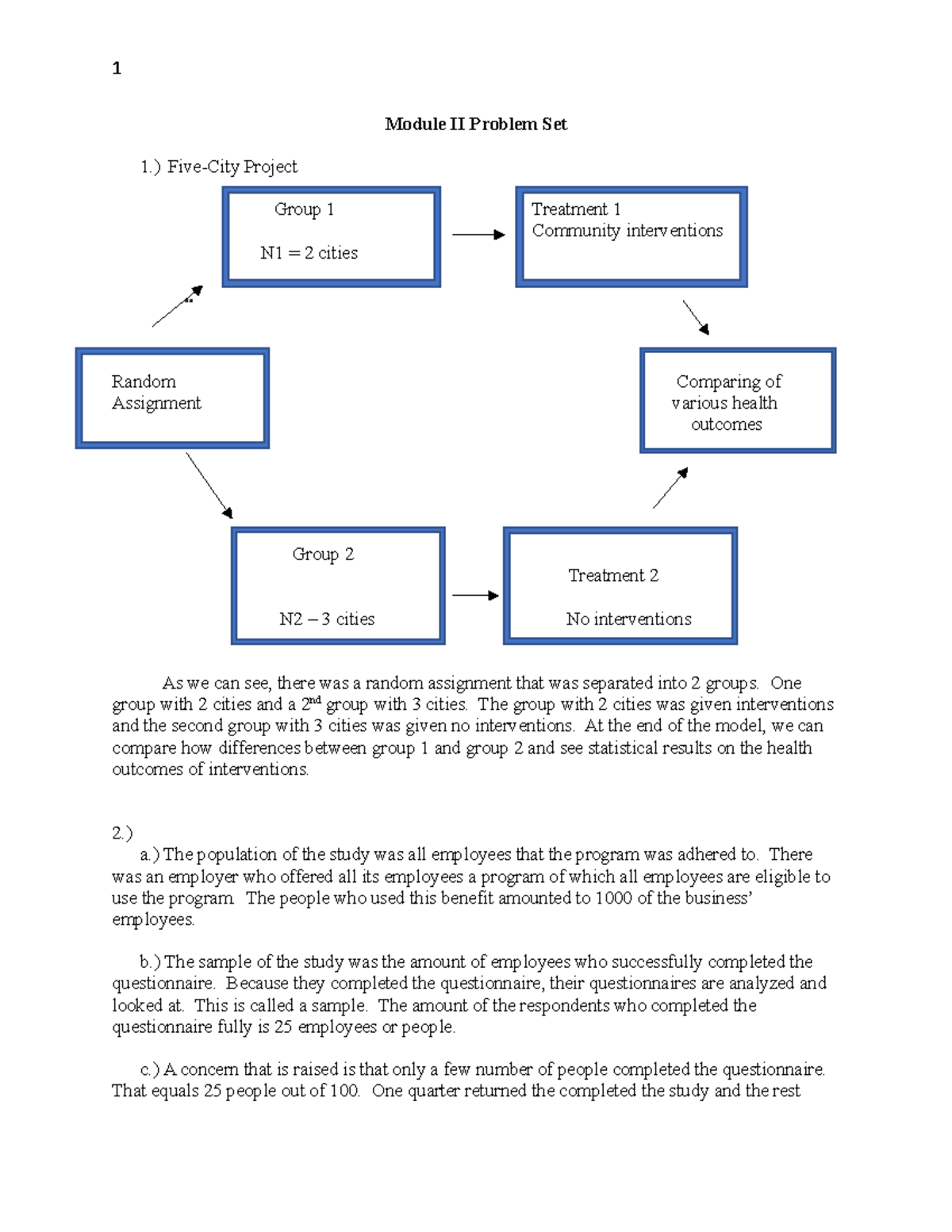 Module II Problem Set - ) Five-City Project Group 1 Treatment 1 ...