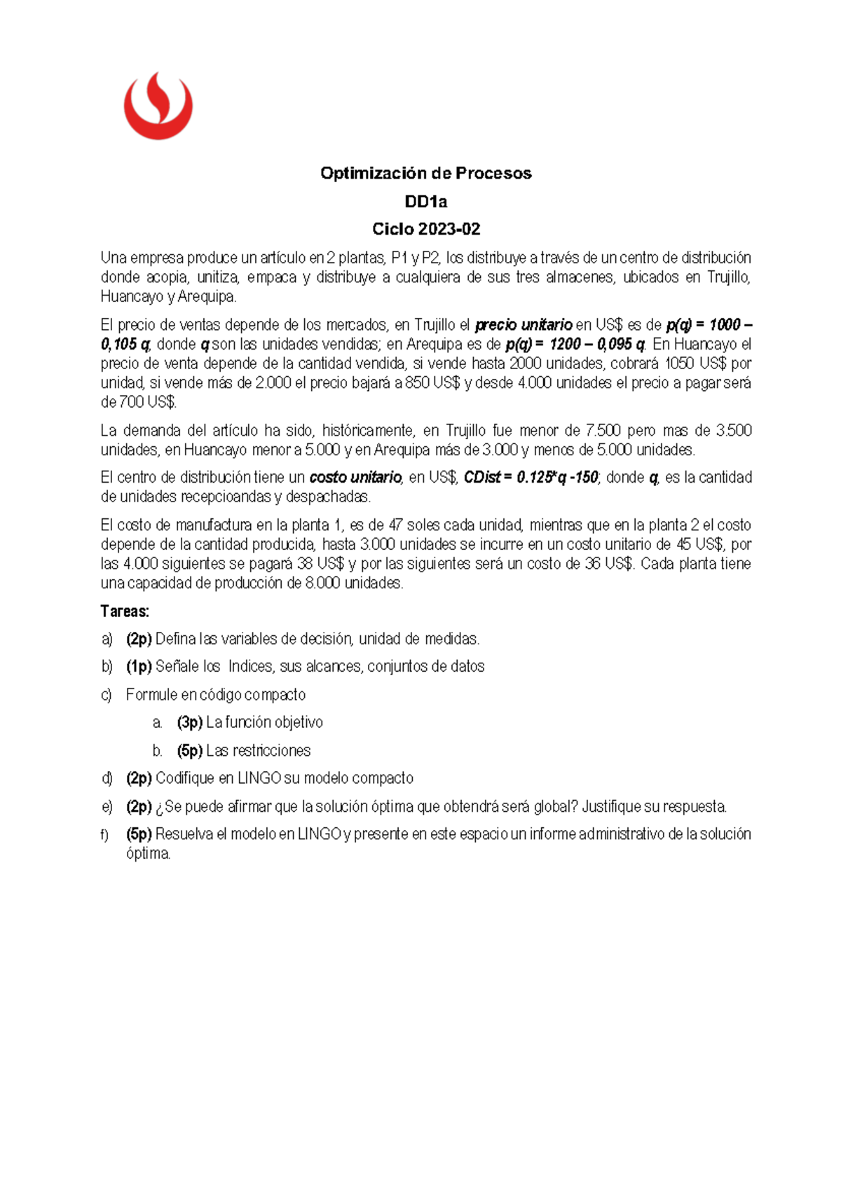 DD1a 2023 02 - Optimización de Procesos DD1a Ciclo 20 23 - 02 Una ...