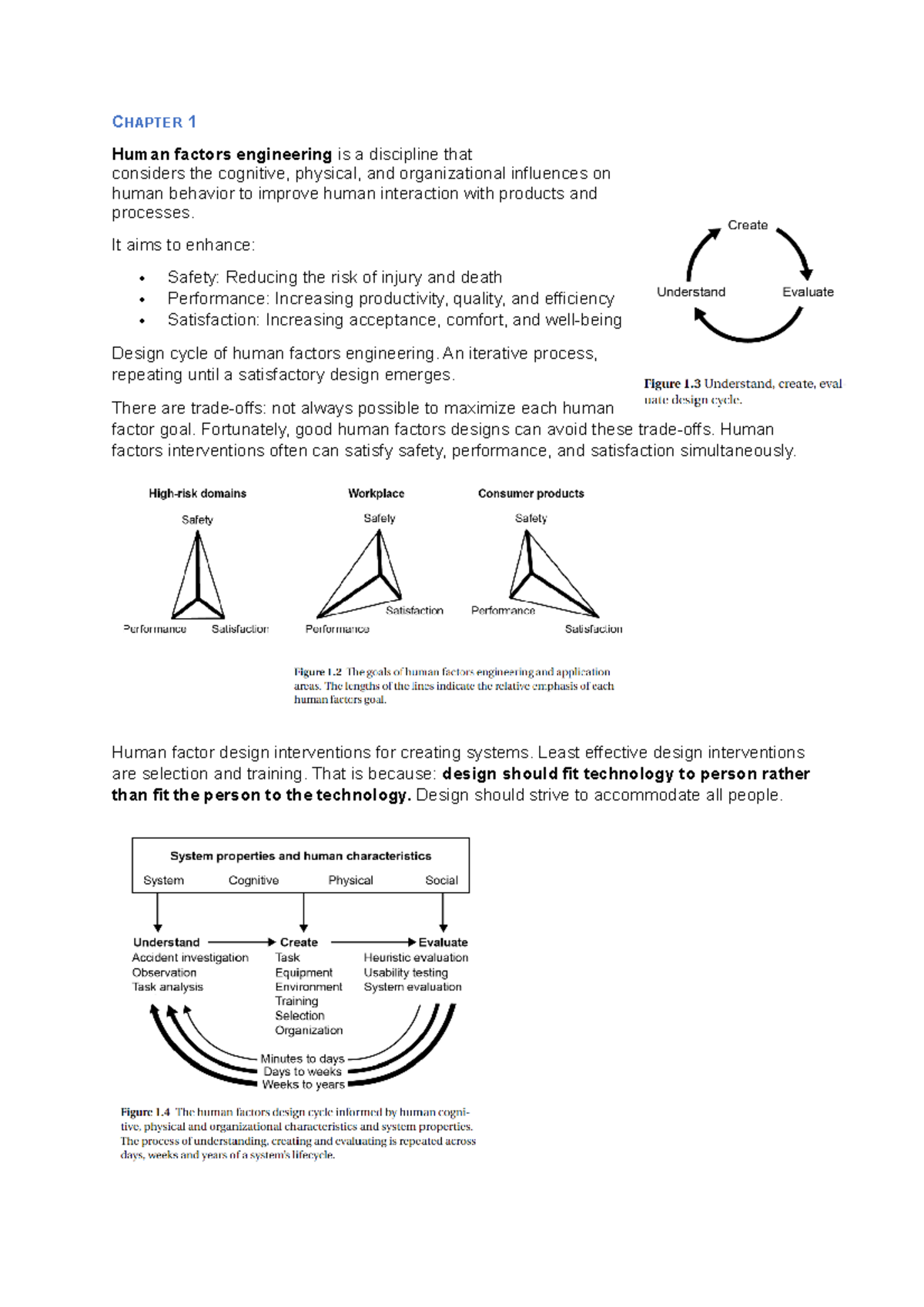 Notes book - Samenvatting hoofdstuk 1 - Introduction to Human Factors ...