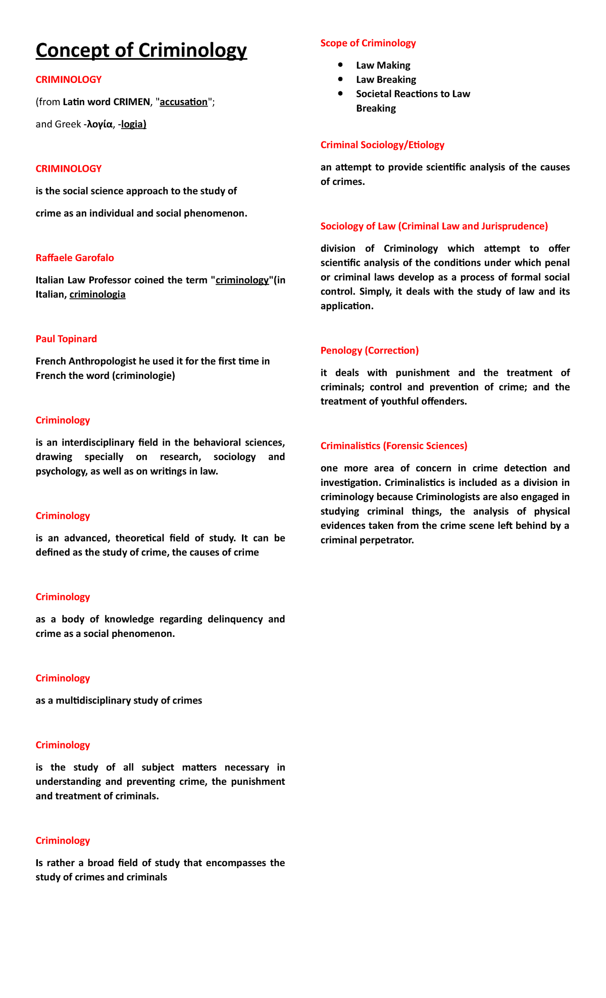 CRIM111 TUTORIAL Concept Of Criminology CRIMINOLOGY from Latin