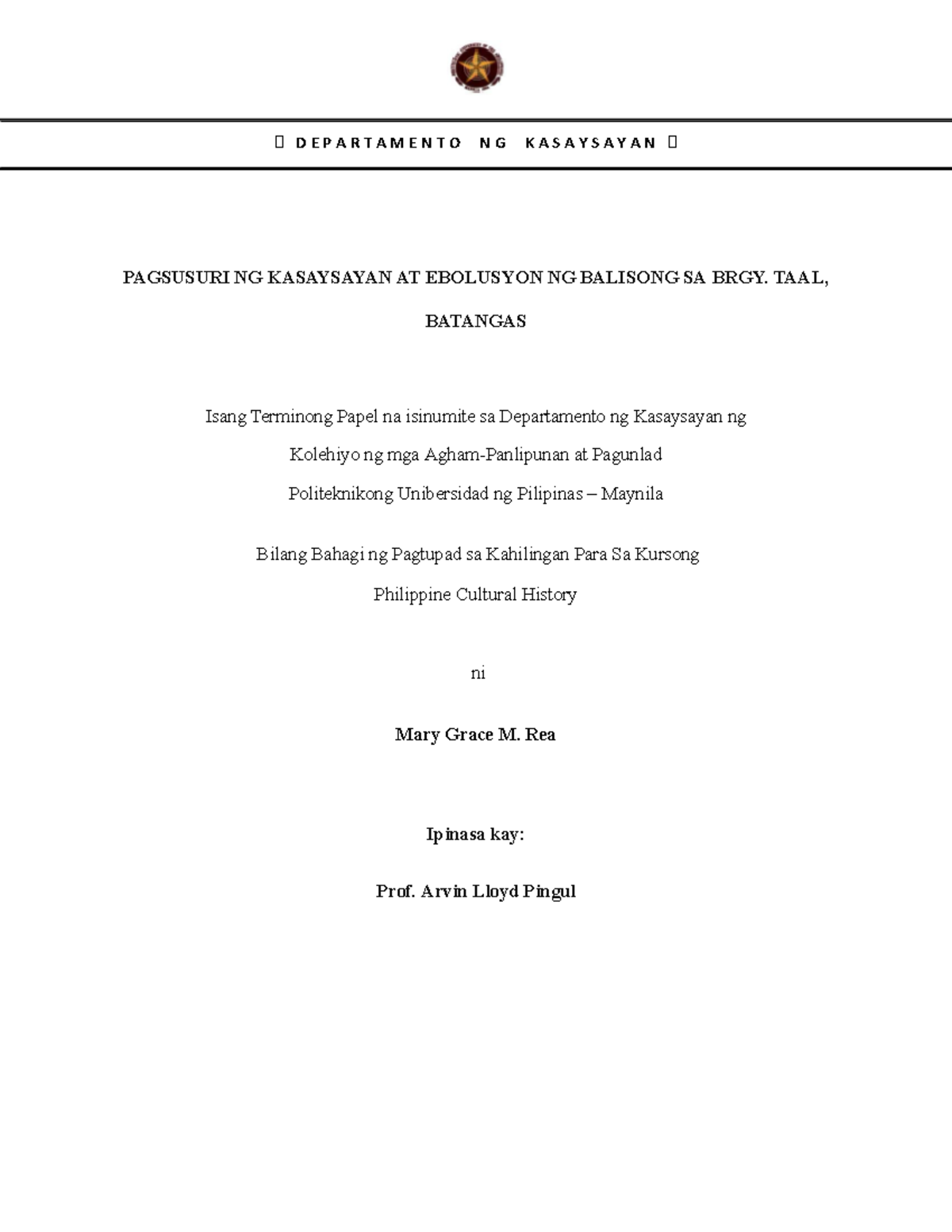 Terminong Papel - PAGSUSURI NG KASAYSAYAN AT EBOLUSYON NG BALISONG SA ...