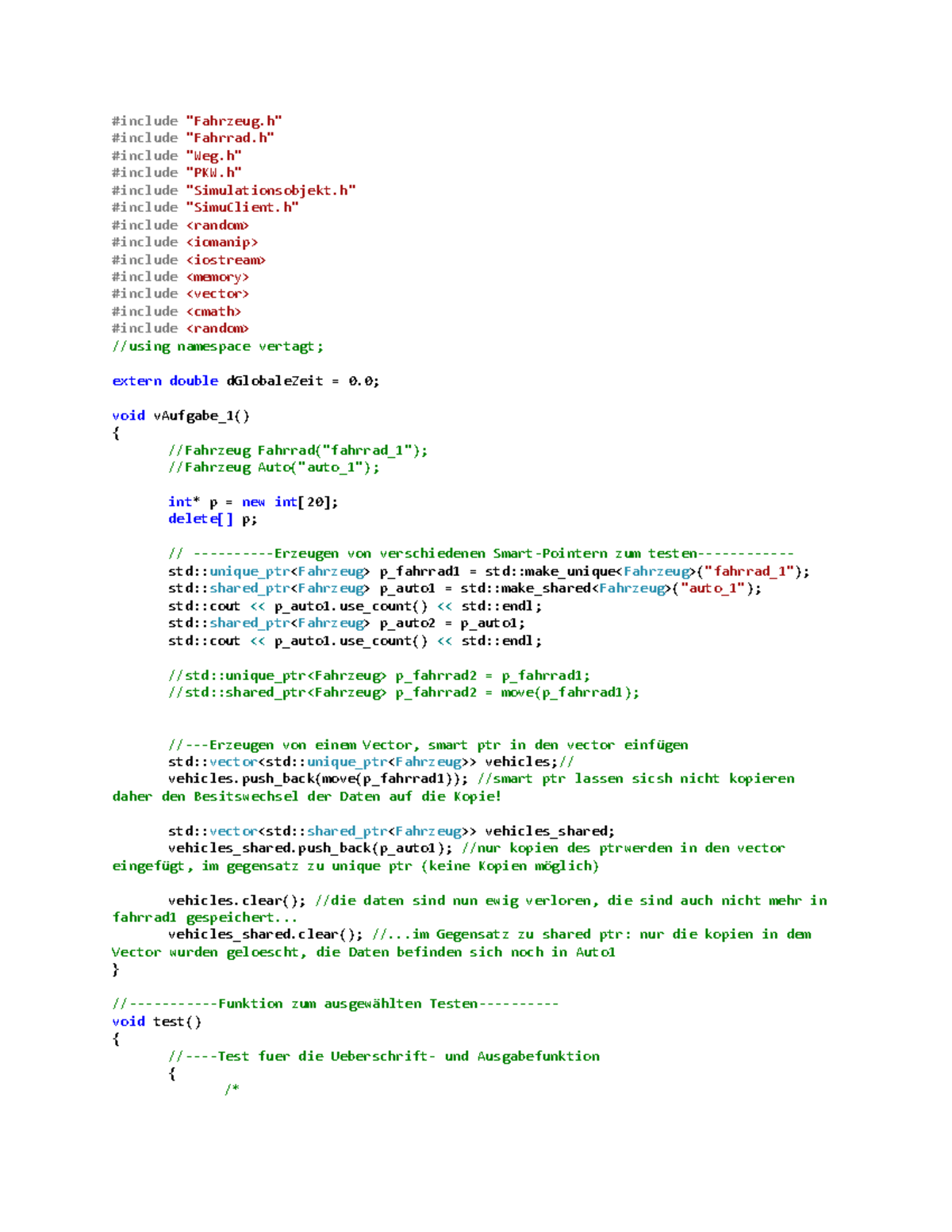 Main - praktikum lösung - #include "Fahrzeug" #include "Fahrrad" #include - Studocu