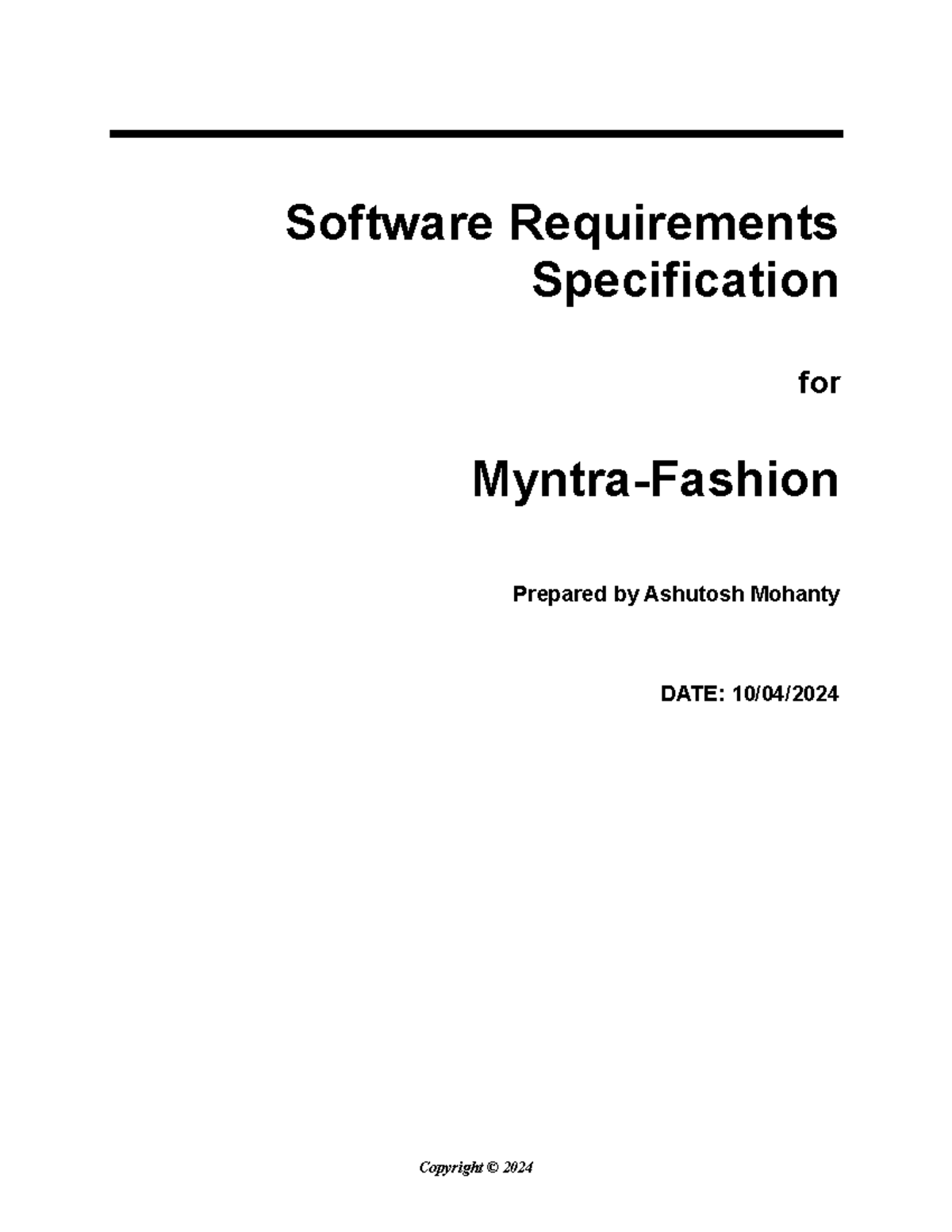 09K23SN-Myntra Fashion SRS - Copyright © 2024 Software Requirements Specification for Myntra ...