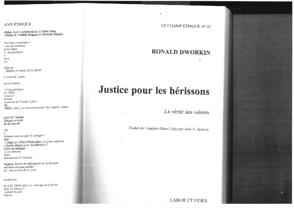 Dworkin - Justice pour les hérissons - Philosophie et sociologie du ...