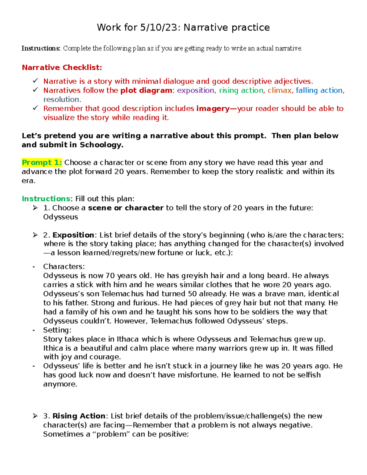 Work for 5-10-23 Narrative practice - Work for 5/10/23: Narrative ...