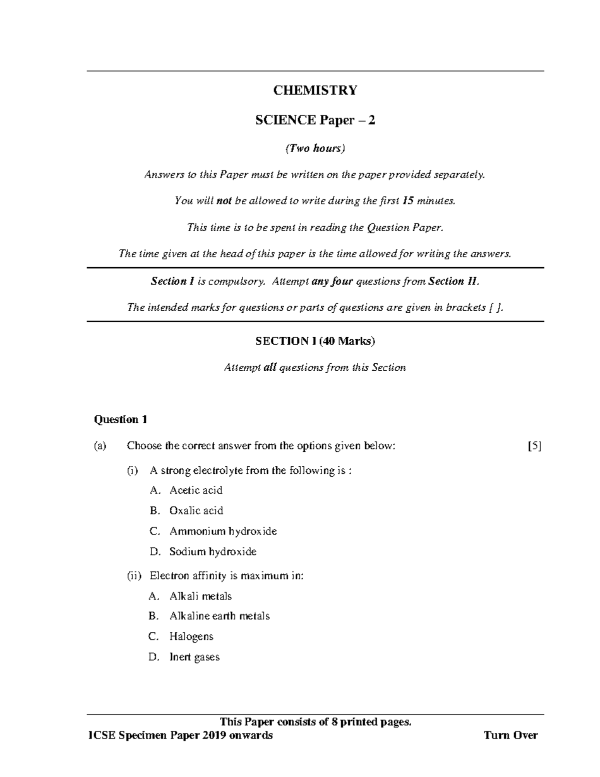 Chemistry Science Paper 2 1 - This Paper consists of 8 printed pages ...