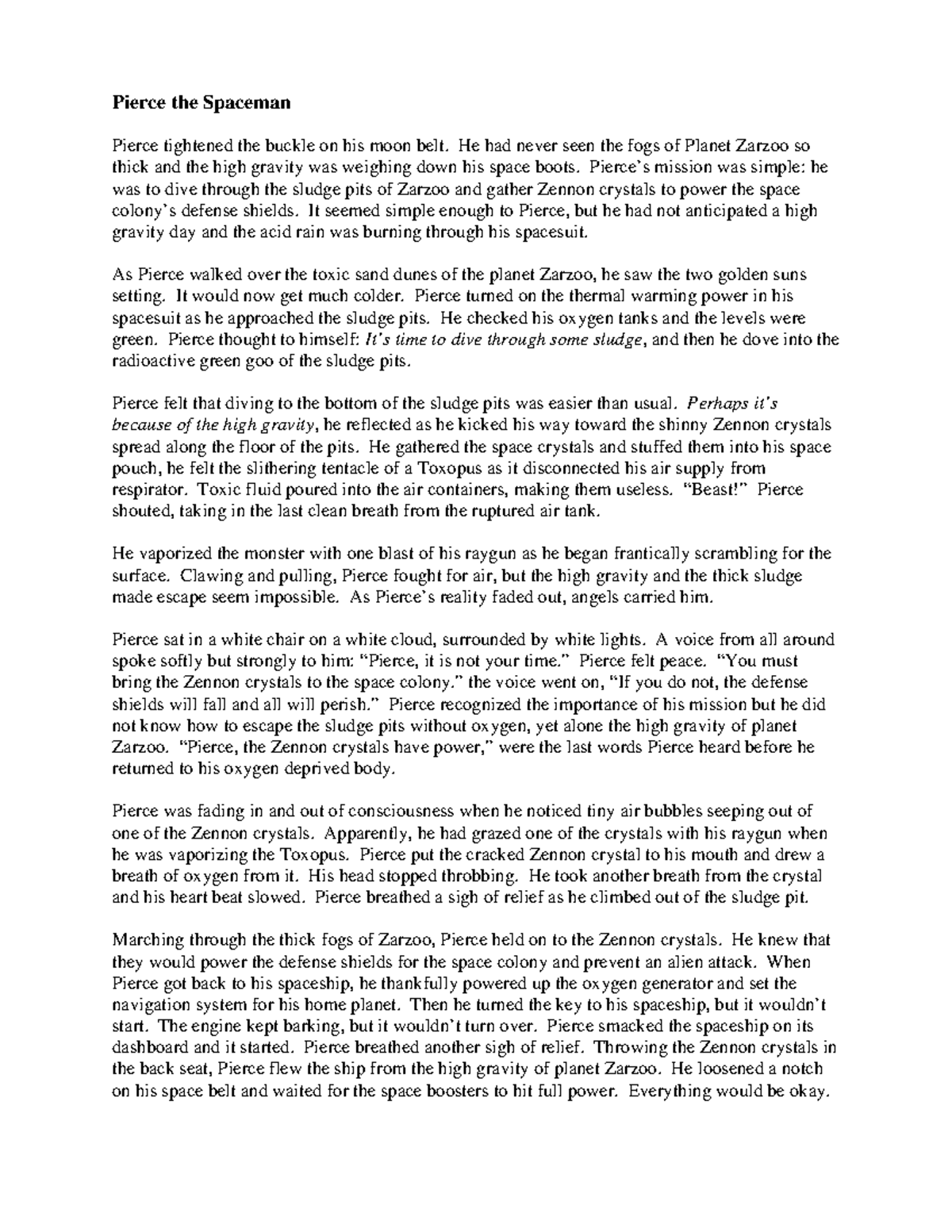 Pierce-the-spaceman - Resumen de Historia - Pierce the Spaceman Pierce ...