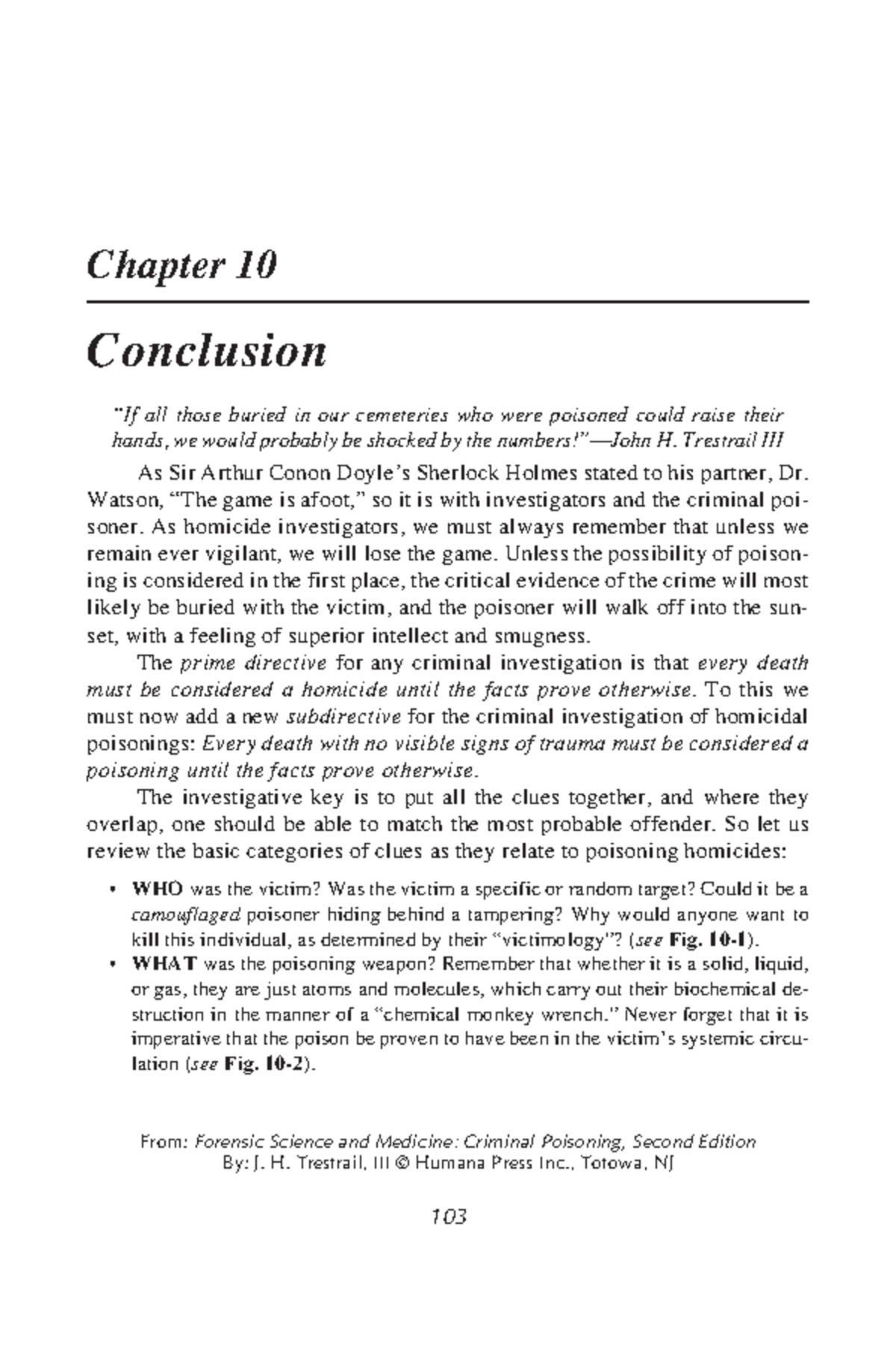 Criminal Poisoning Conclusion - Conclusion 103 From: Forensic Science ...