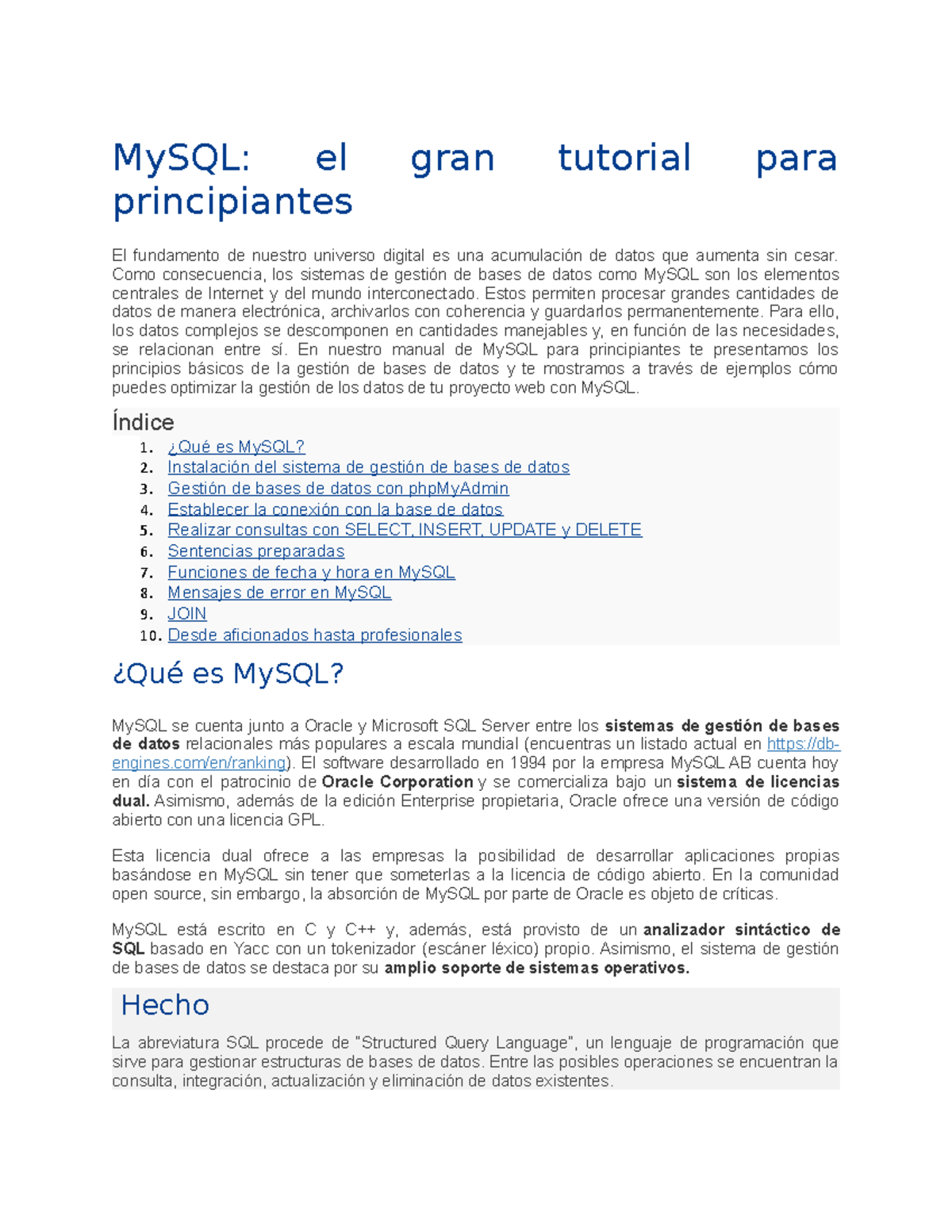 My SQL GUIA PARA Instalacion Y Configuracion 250123 - MySQL: el gran ...