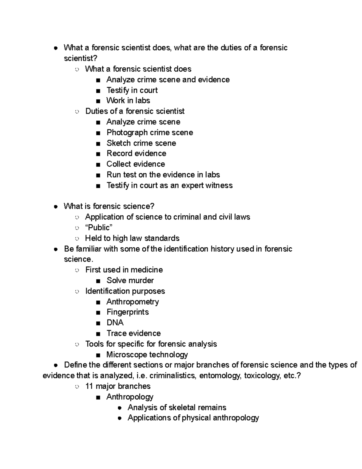 FIS Notes (Ch. 1-3)-2 - What a forensic scientist does, what are the ...