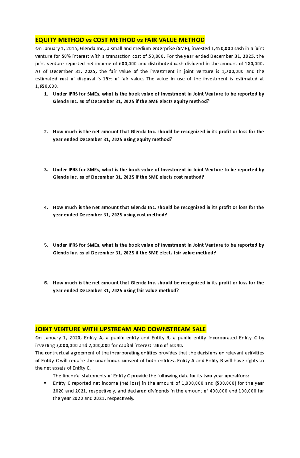 Joint Arrangements - EQUITY METHOD vs COST METHOD vs FAIR VALUE METHOD ...