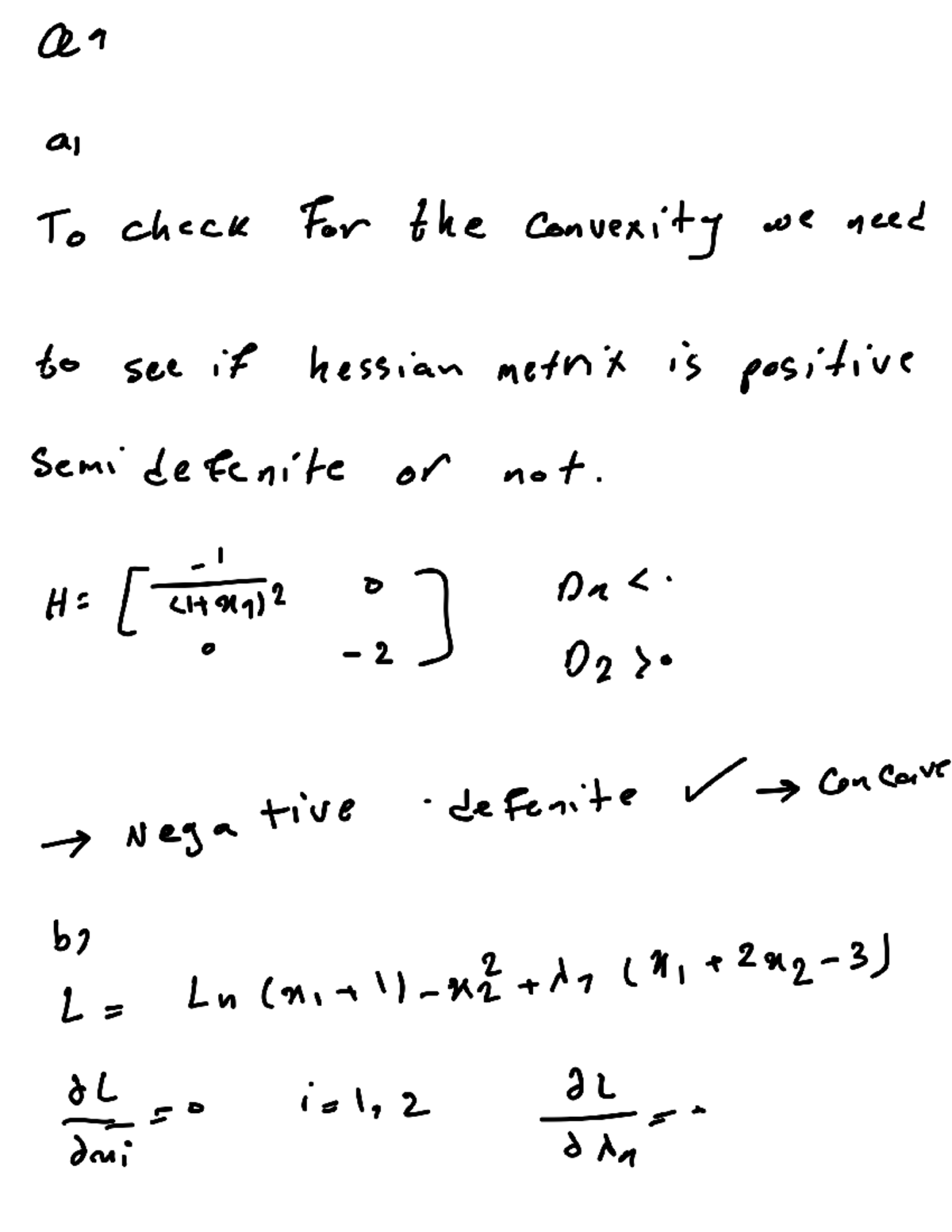 Assignment 9 - A1 a, To check For the Convexity we need to see if ...