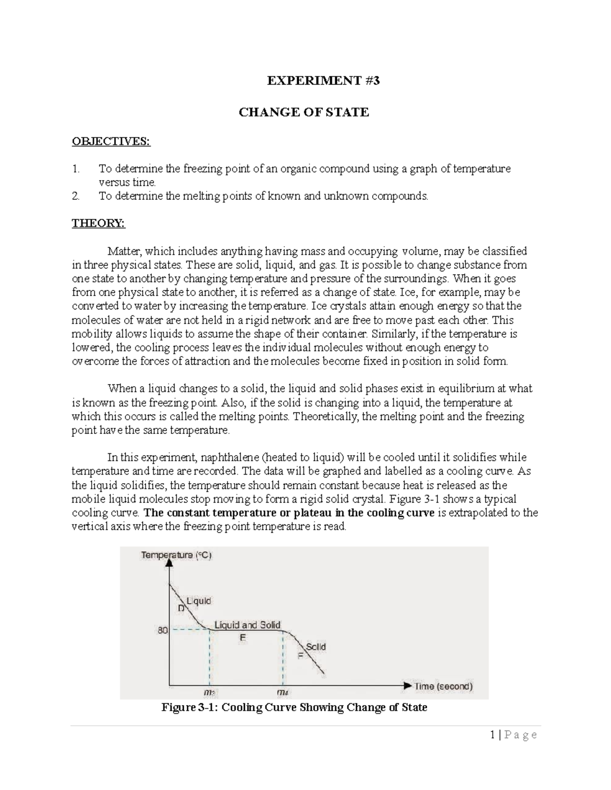 Experiment 3- Change of State - EXPERIMENT CHANGE OF STATE OBJECTIVES ...