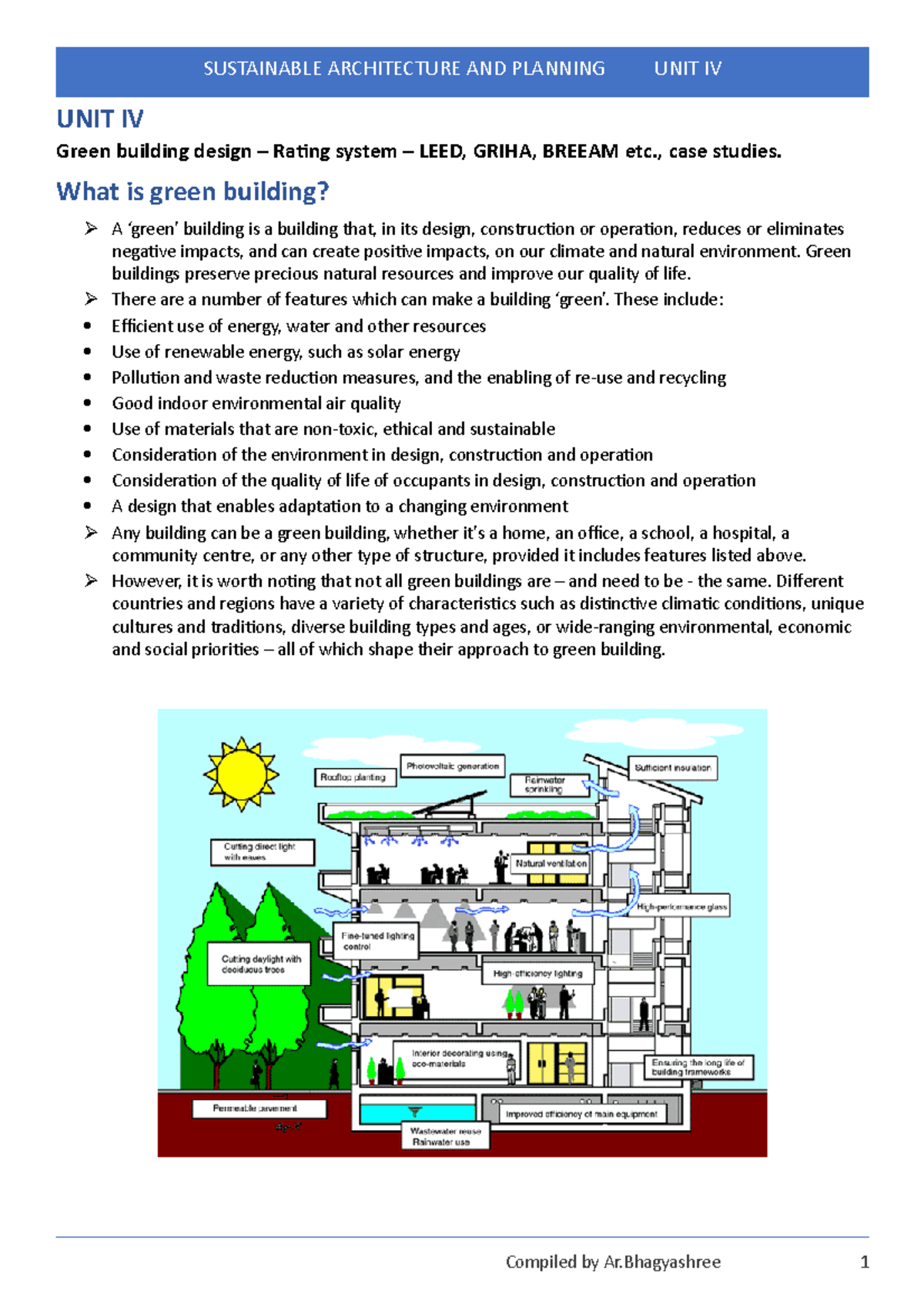 SAP-UNIT 4 - SUSTAINABLE ARCHITECTURE AND PLANNING UNIT 4 - UNIT IV ...