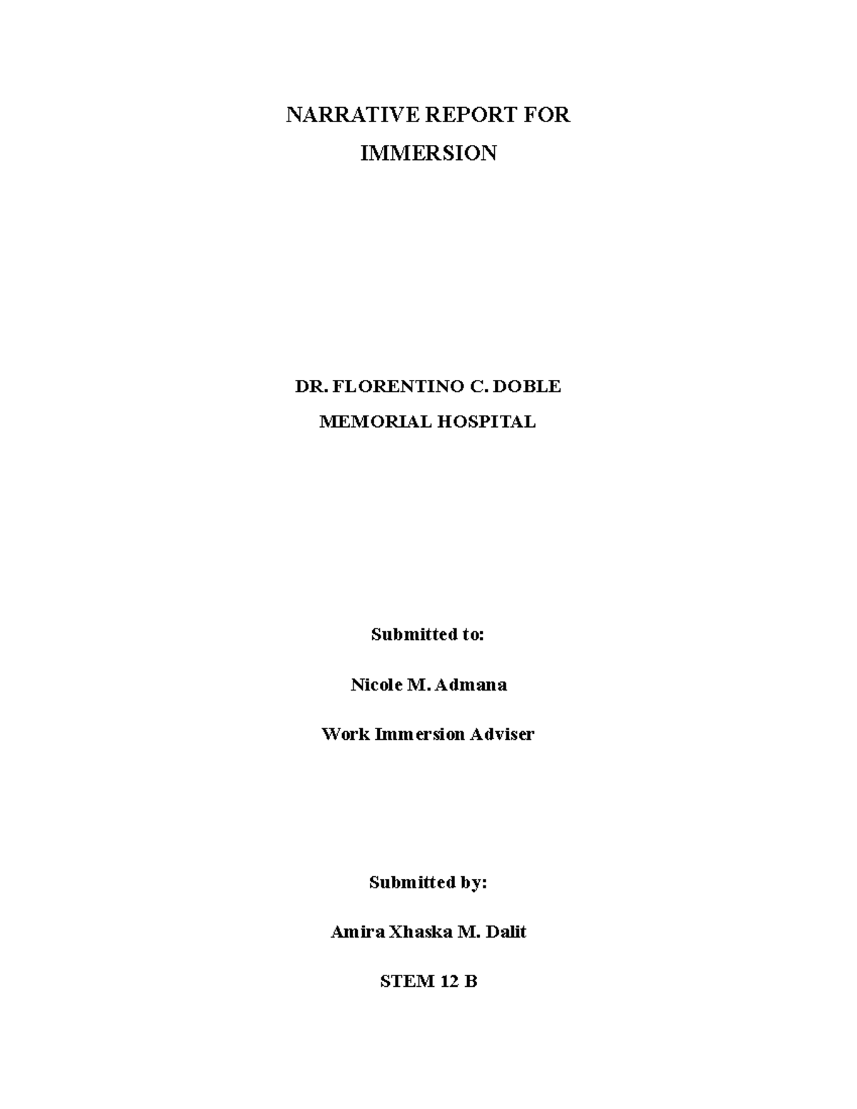 Narrative Report FOR Immersion - NARRATIVE REPORT FOR IMMERSION DR ...