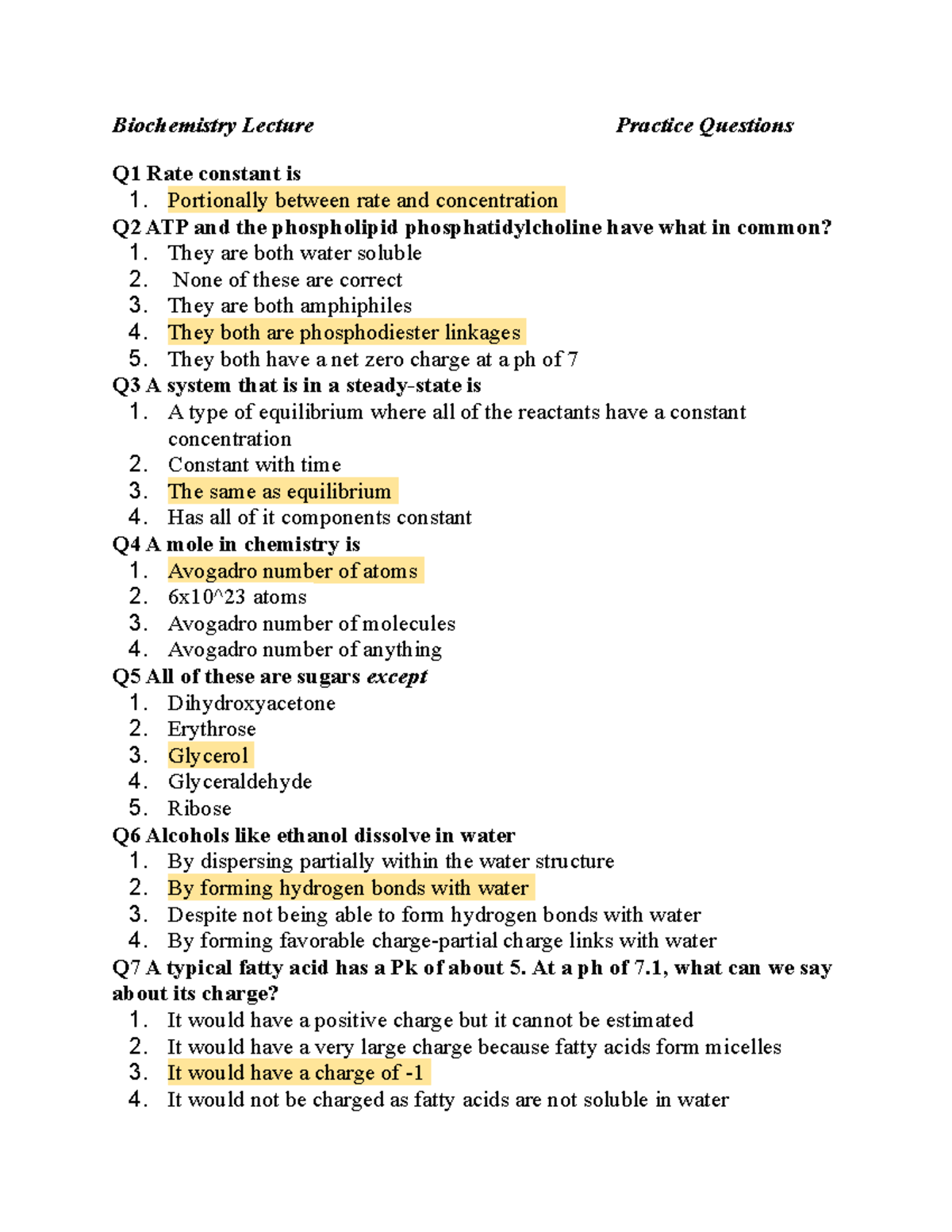 Biochemistry Lab Practice Questions - Biochemistry Lecture Practice ...