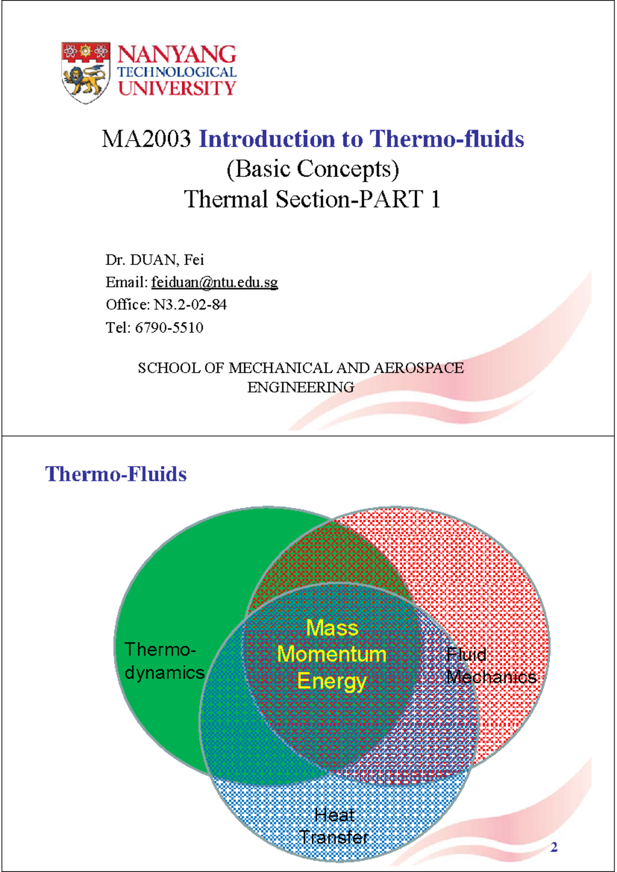 MA2003-Part1-2slides - MA2003 Introduction to ThermoIntroduction to Thermo-oducoduc oo oo ee ...