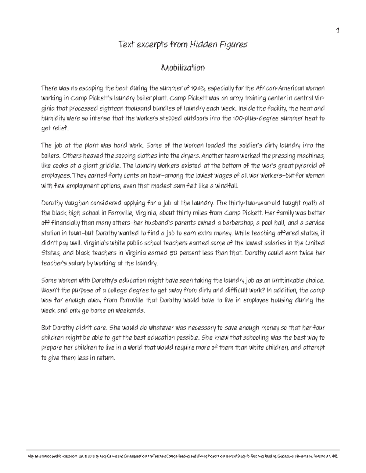 Hidden Figures Passages - Text excerpts fromHidden Figures Mobilization ...