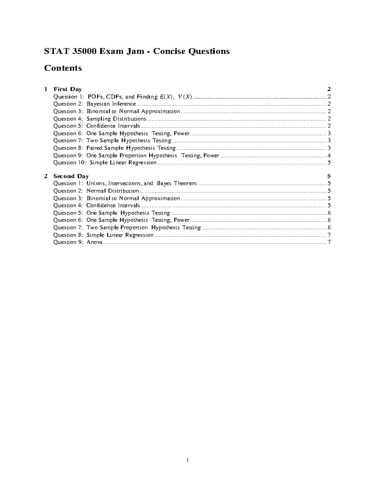 Stat 350 Exam Jam - Exam style questions with solutions - STAT 35000 ...