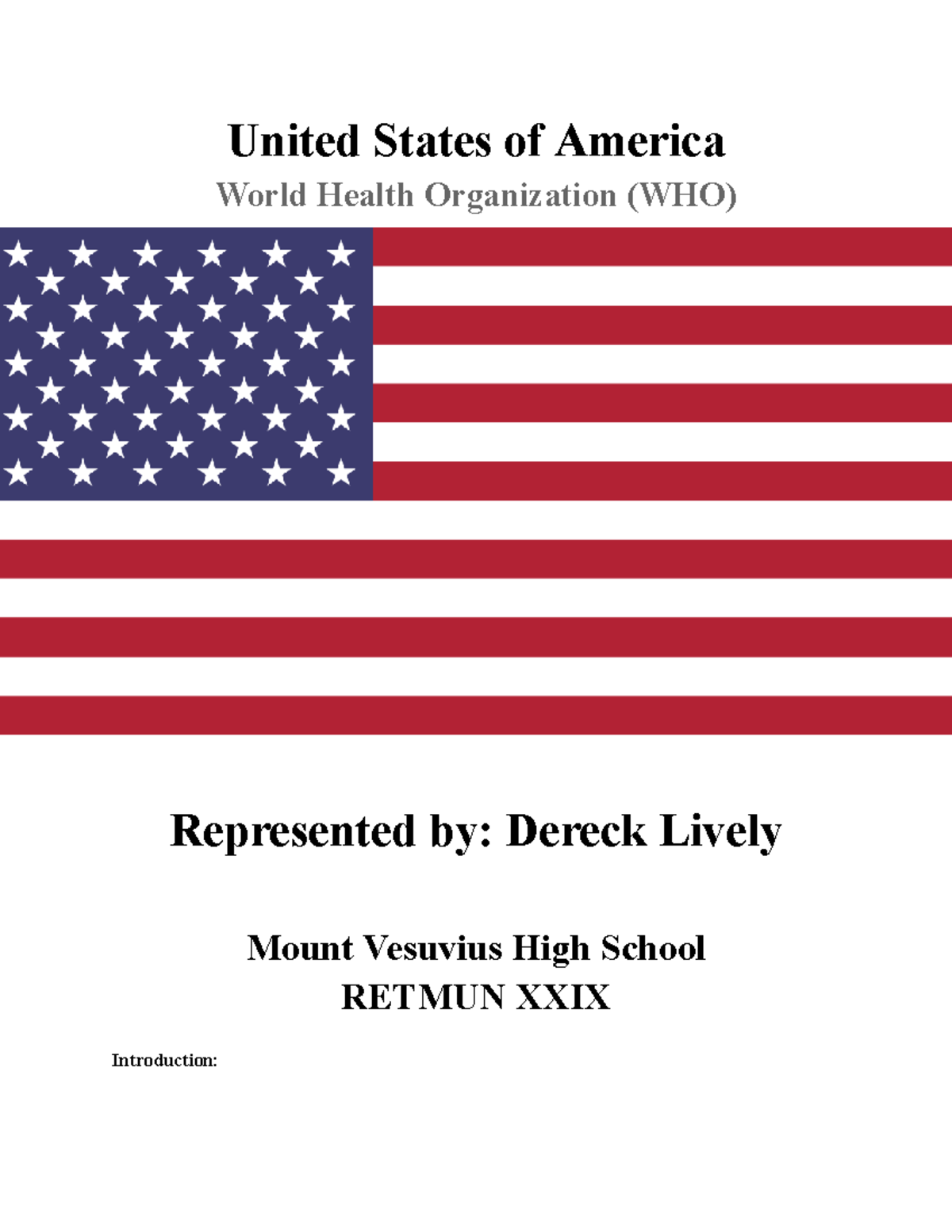 Model United Nations Position paper, WHO (World Health Organization ...