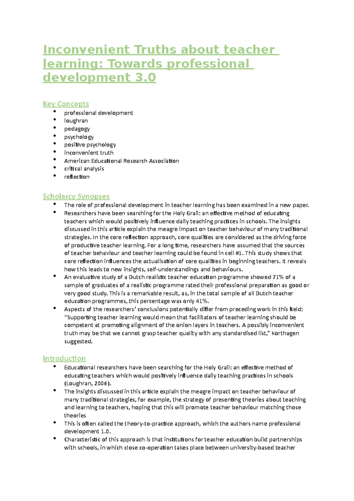 Korthagen 2016 - Inconvenient Truths about teacher learning: Towards ...