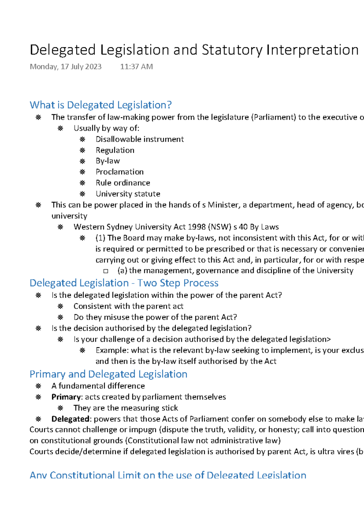 Delegated Legislation and Statutory Interpretation - What is Delegated ...