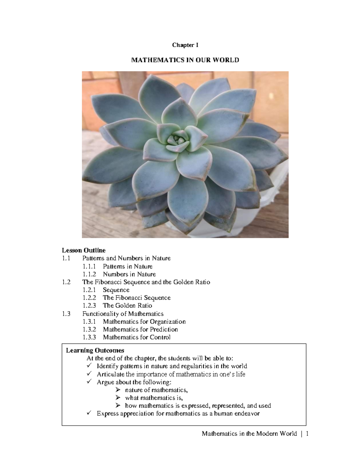 Mathematics in the modern world - Chapter I MATHEMATICS IN OUR WORLD ...