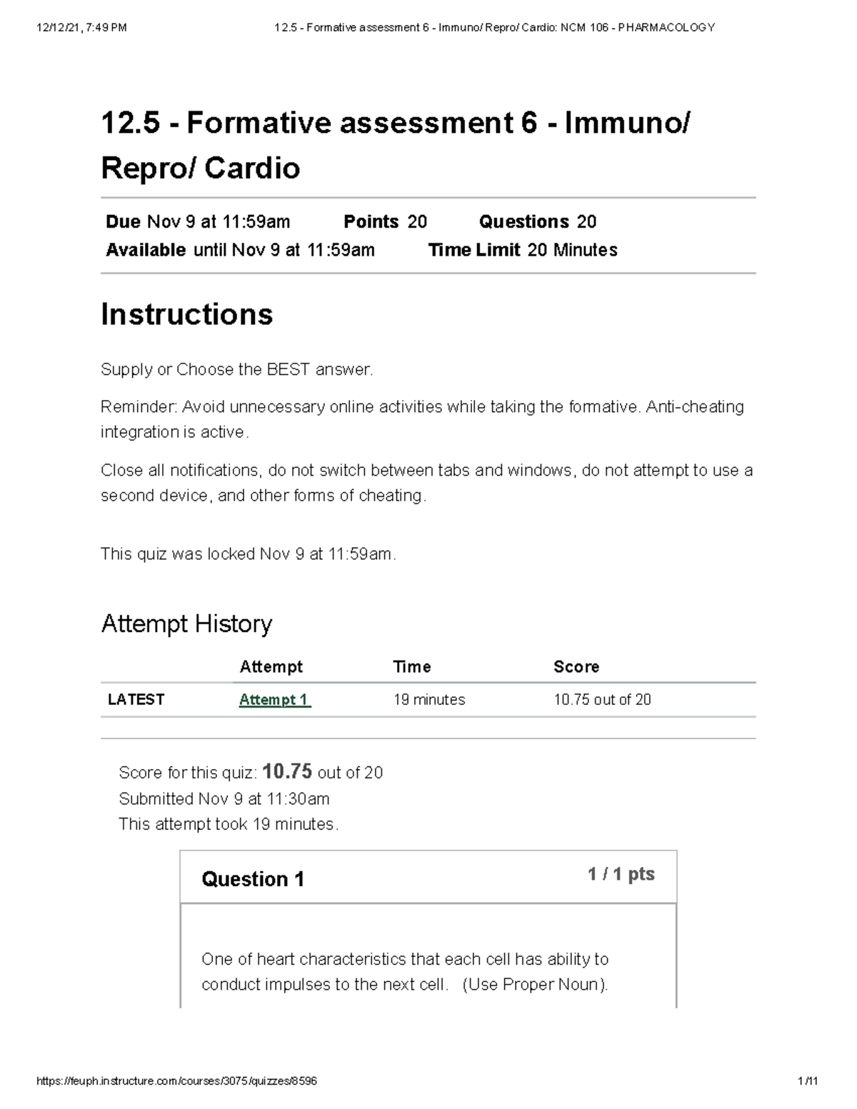 12.5 - FA 6 - Immuno Repro Cardio P Harmacology - 12 - Formative ...