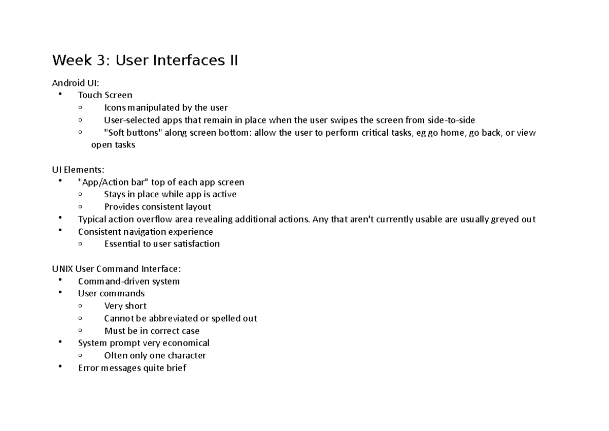 OS Week 3 User Interfaces 2 - Week 3: User Interfaces II Android UI ...