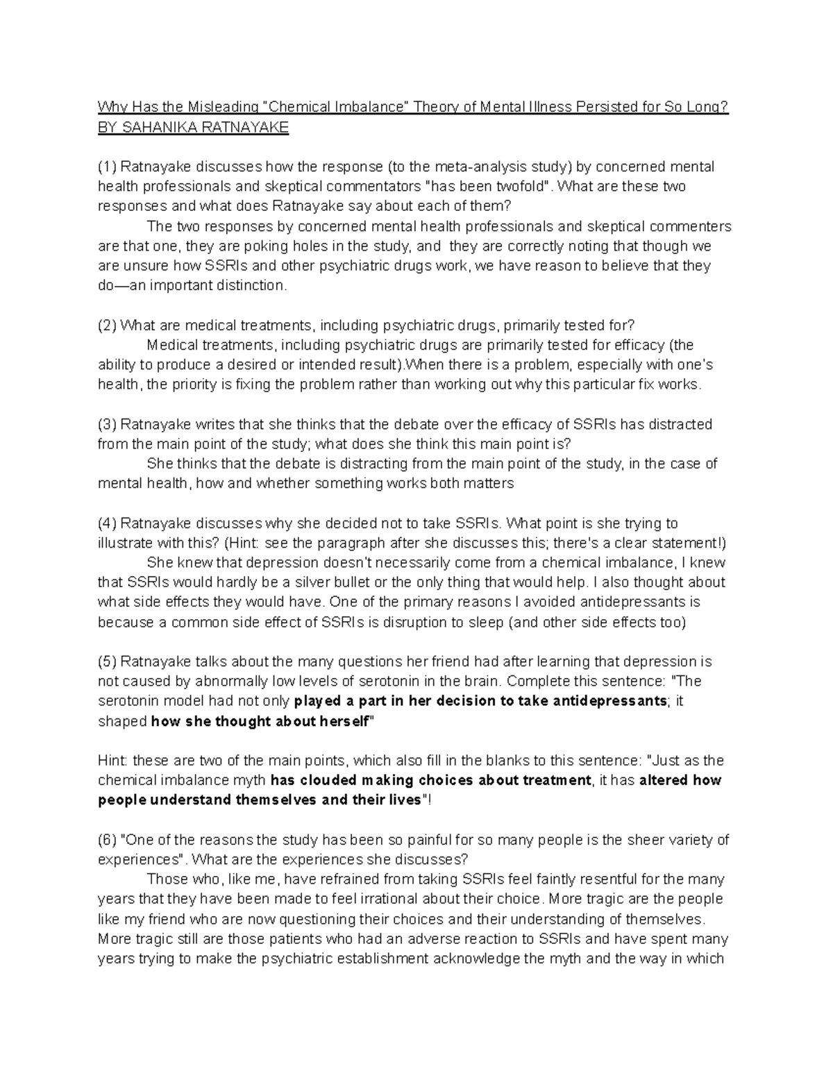 Ratnayake Article Summary Questions - Why Has the Misleading “Chemical ...