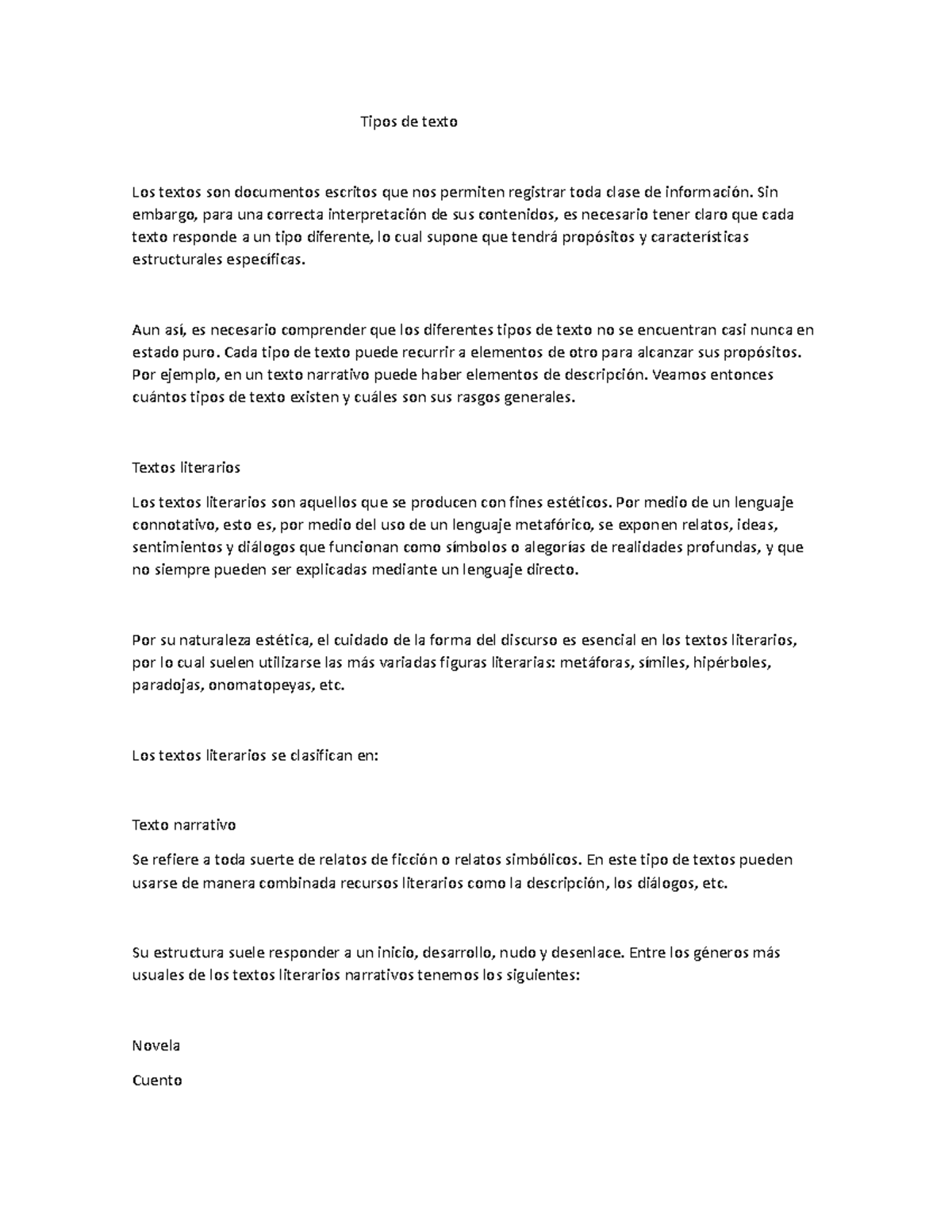 543060808 Tipos de Texto - Tipos de texto Los textos son documentos ...