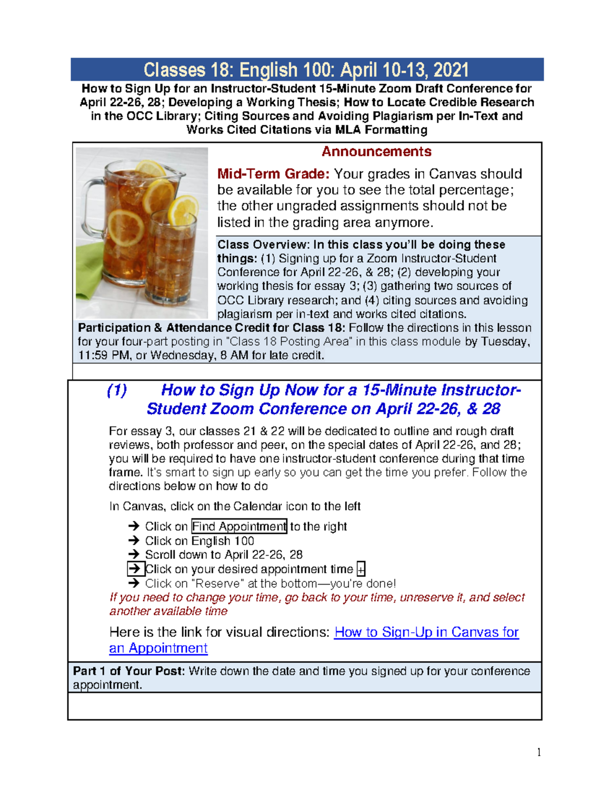 Online Class 18 100 spring 2021 - Classes 18: English 100: April 10-13 ...