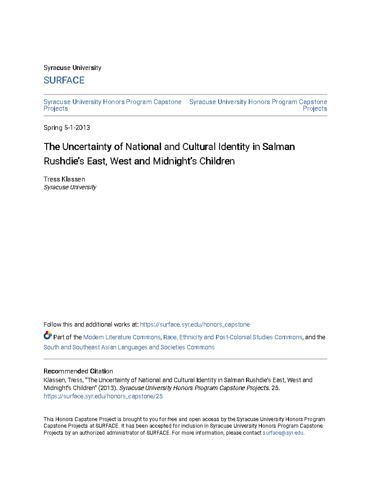 The Uncertainty of National and Cultural Identity in Salman Rushd ...