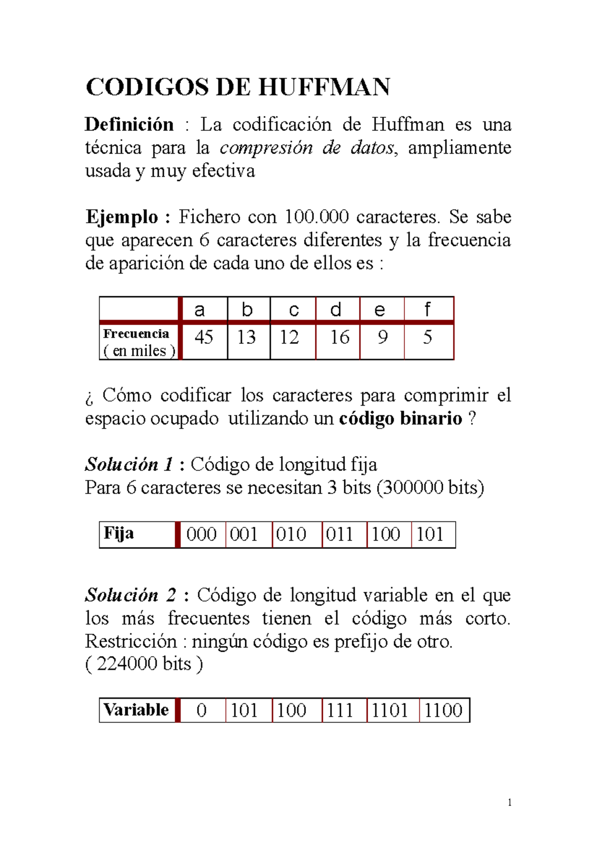 Codigo Huffman y greedy - CODIGOS DE HUFFMAN : La de Huffman es una ...