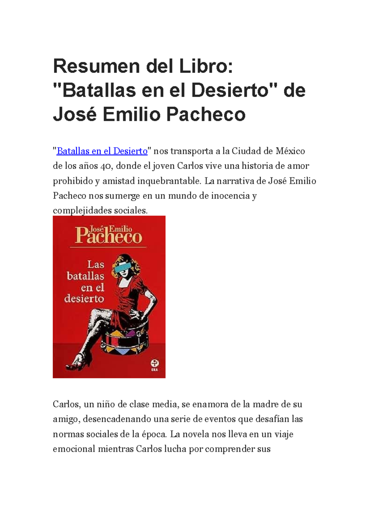 Resumen del Libro - Resumen del Libro: "Batallas en el Desierto" de ...