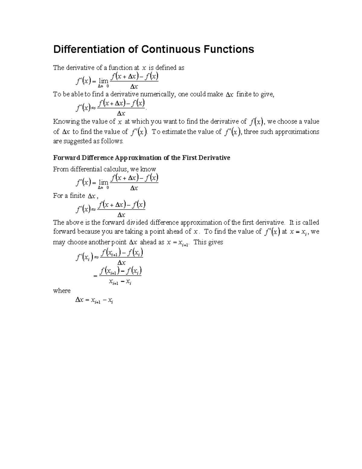 Differentiation-1 - Differentiation Lecture notes - Differentiation of ...