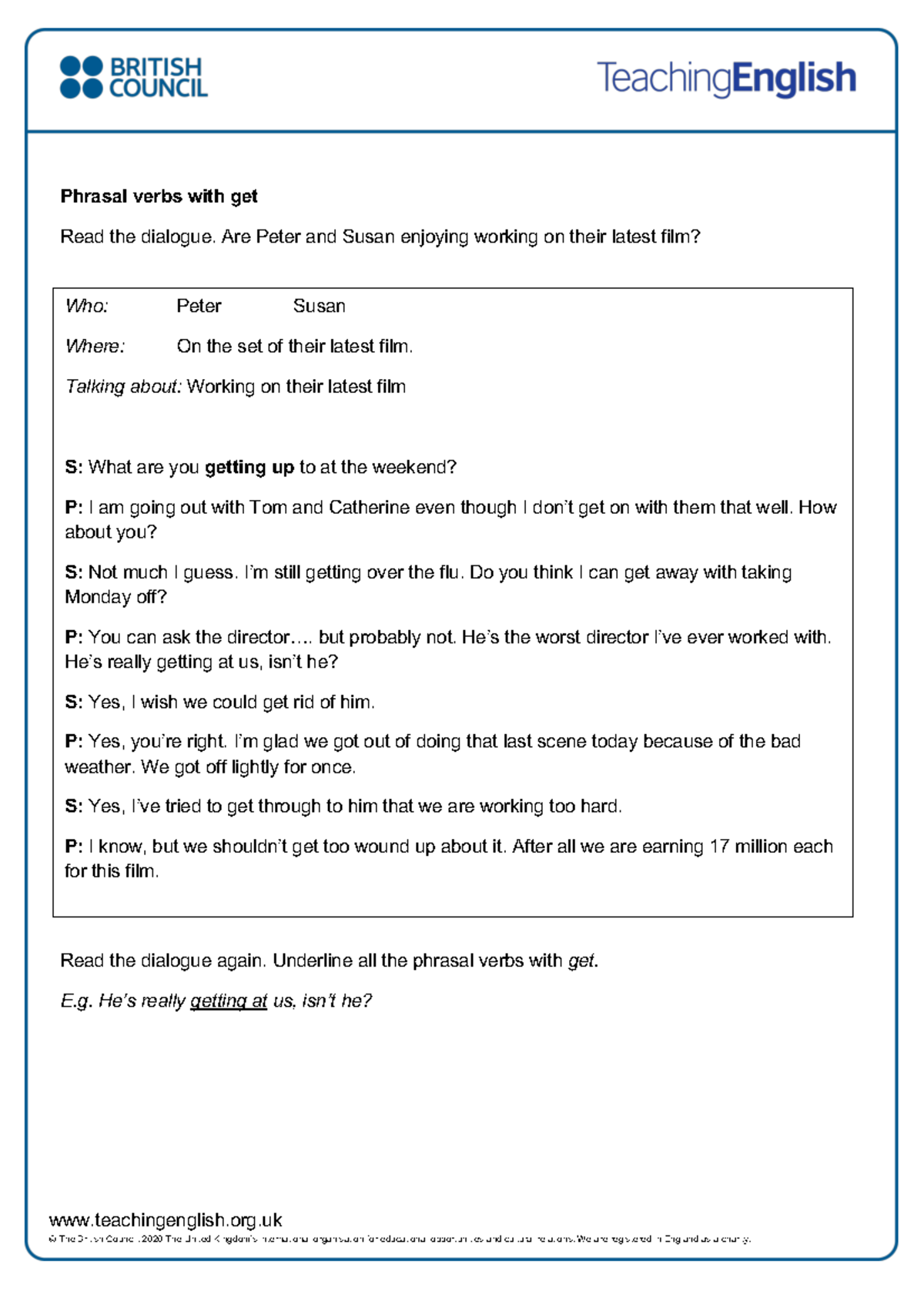 Phrasal verbs with get student worksheet - Metodología de la ...
