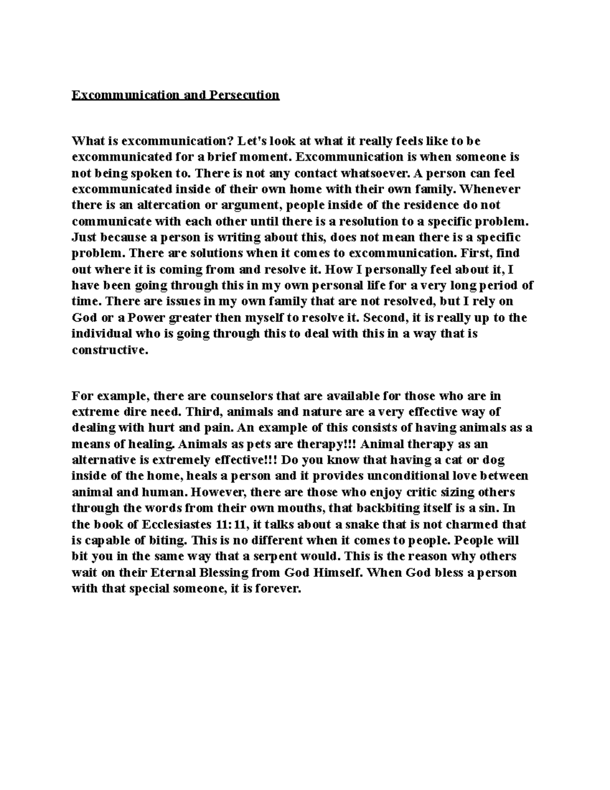 Excommunication and Persecution - Excommunication is when someone is ...