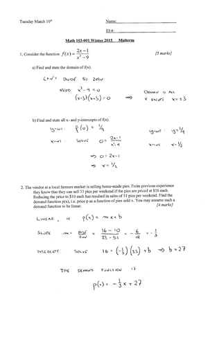 M103 term test 1 EXAM - Math 103 Fall 2021 - Term Test # Your Name ...