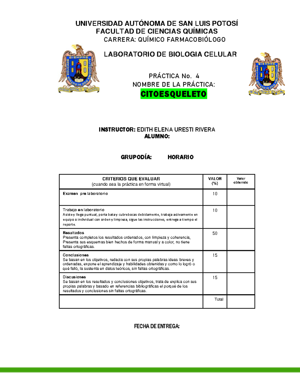 Repore Citoesqueleto - KJBKJ - UNIVERSIDAD AUTÓNOMA DE SAN LUIS POTOSÍ ...