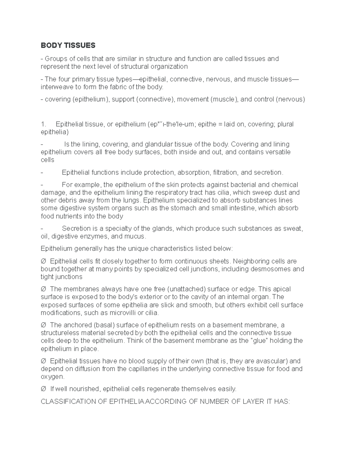 the human anatomy and physiology body tissues lessons - BODY TISSUES ...