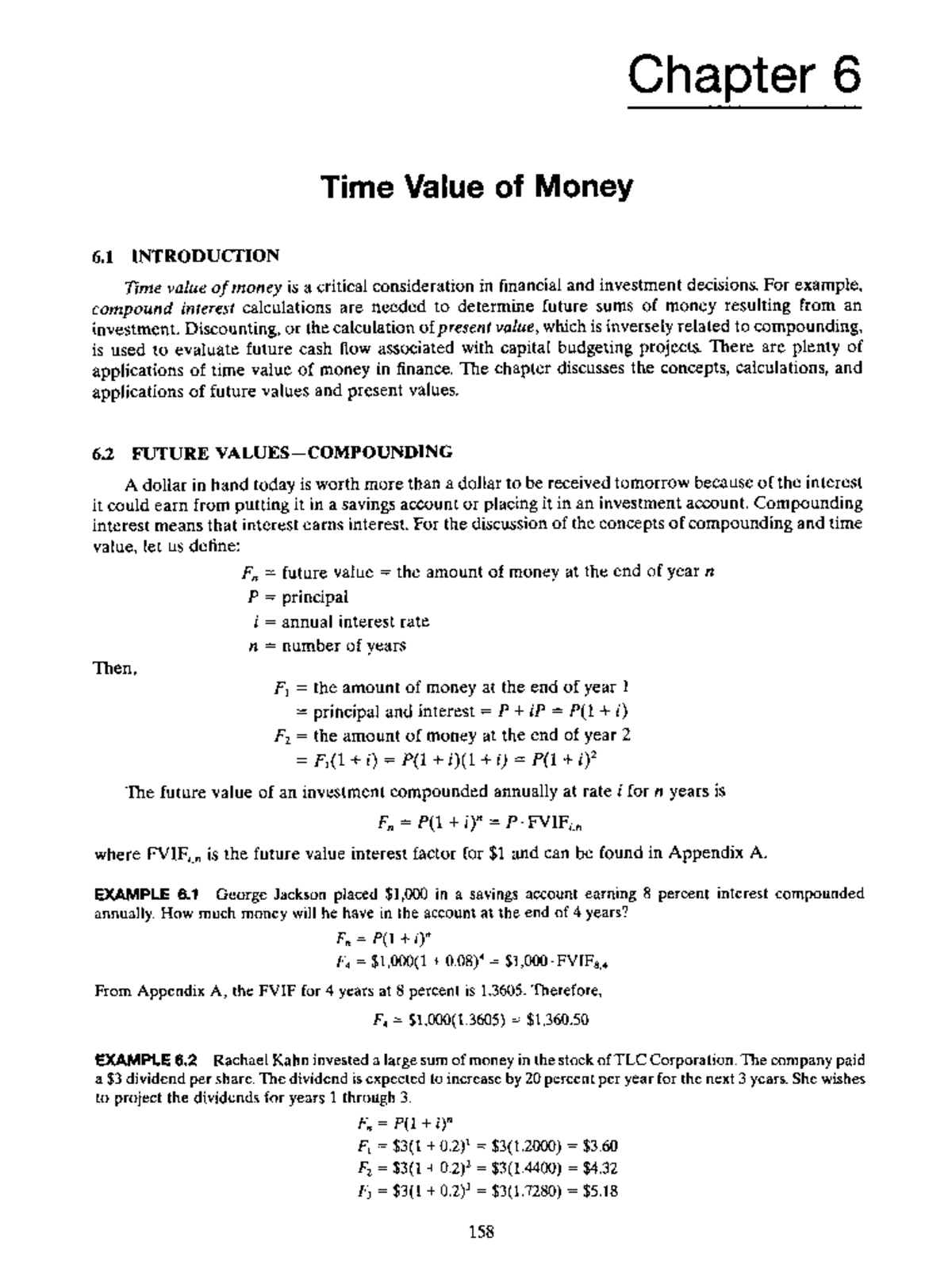 Chapter 2-Time value of money - Chapter 6 Time Value of Money 6 INTRODUCTION Time value of money ...