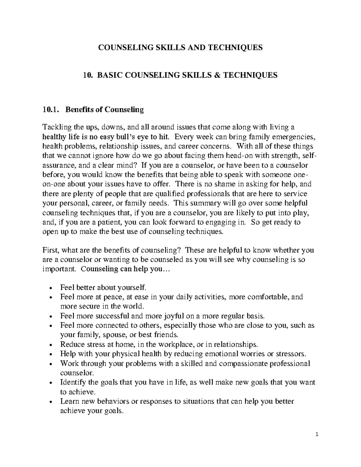 10 - It's about counseling processes - COUNSELING SKILLS AND TECHNIQUES ...